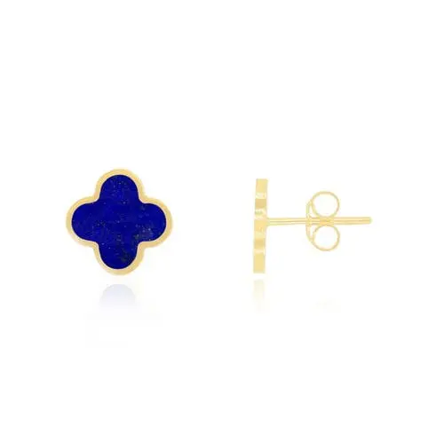 THE LOVERY FINE JEWELRY Clover Stud Earrings - Lapis