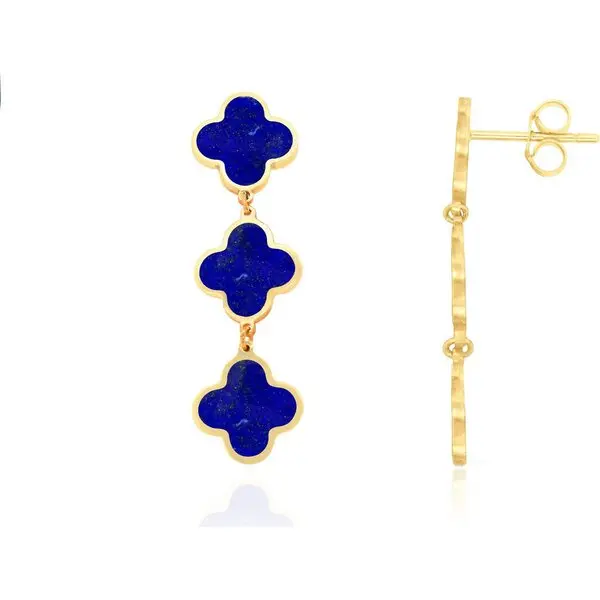 THE LOVERY Clover Dangle Earrings - Lapis