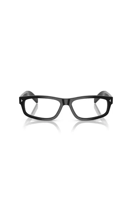 Prada 58mm Rectangle Full Rim Eyeglasses - Black