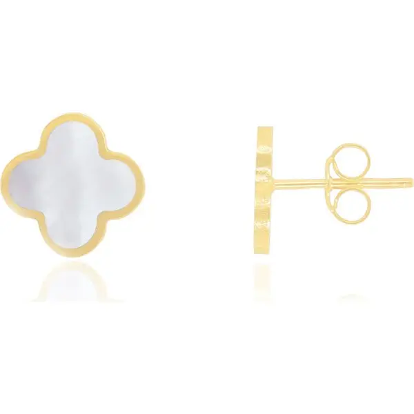THE LOVERY FINE JEWELRY Clover Stud Earrings - Mother Of Pearl