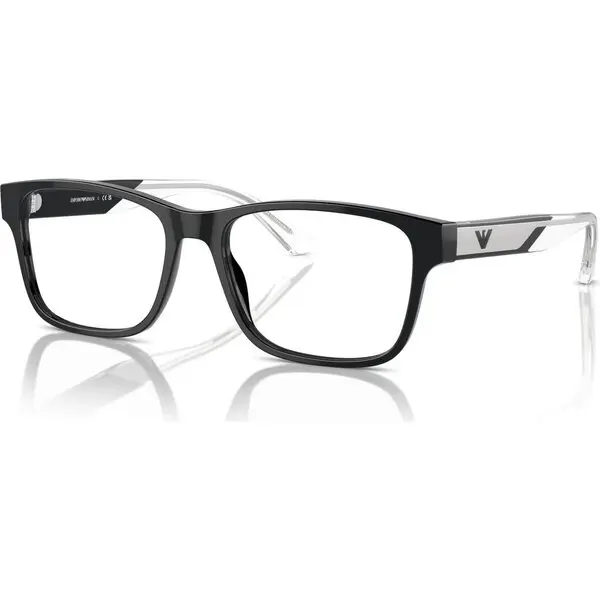 Emporio Armani 55mm Rectangle Optical Glasses - Black
