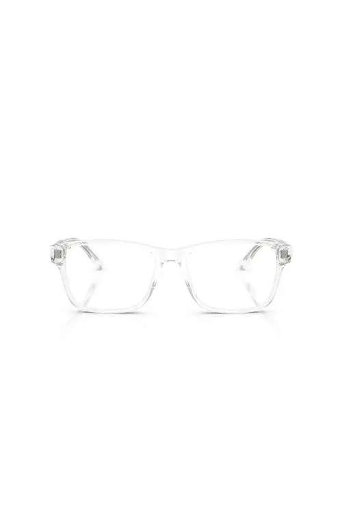Emporio Armani Rectangle Full Rim Acetate Eyeglasses - Transparent