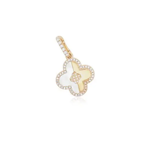 THE LOVERY FINE JEWELRY Diamond And Clover Charm - Mother Of Pearl