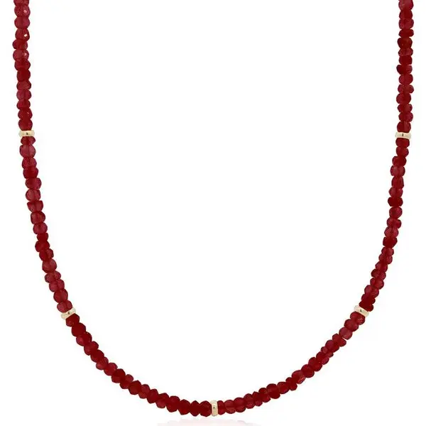 THE LOVERY FINE JEWELRY 14k Yellow Gold Bead Necklace - Garnet