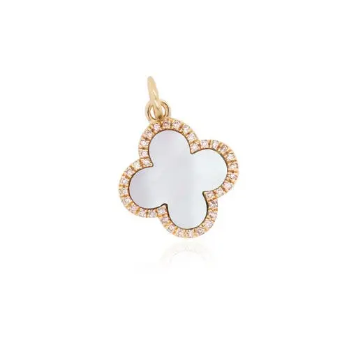 THE LOVERY FINE JEWELRY Diamond Clover Charm - Mother Of Pearl