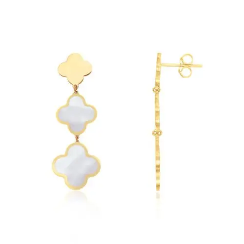THE LOVERY FINE JEWELRY Graduating Clover Dangle Earrings - Mother Of Pearl
