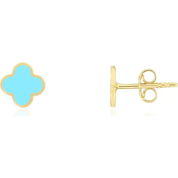THE LOVERY Clover Stud Earrings - Turquoise
