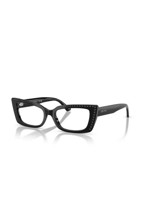 JIMMY CHOO 51mm Embellished Cat Eye Optical Glasses - Black