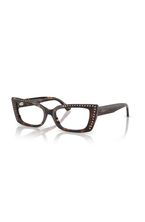 JIMMY CHOO 51mm Embellished Cat Eye Optical Glasses - Tortoise