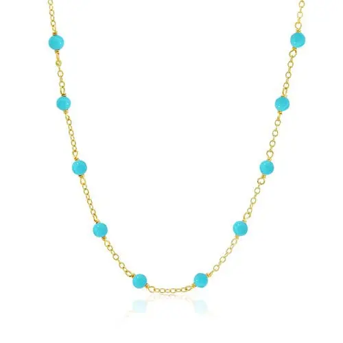 THE LOVERY FINE JEWELRY 14k Yellow Gold Bead Chain Necklace - Turquoise