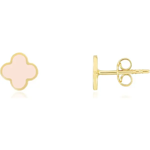 THE LOVERY FINE JEWELRY Mini Clover Stud Earrings - Pink Pearl