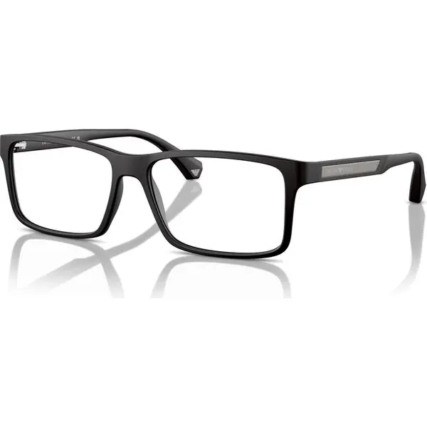 Emporio Armani 56mm Rectangle Full Rim Eyeglasses - Black