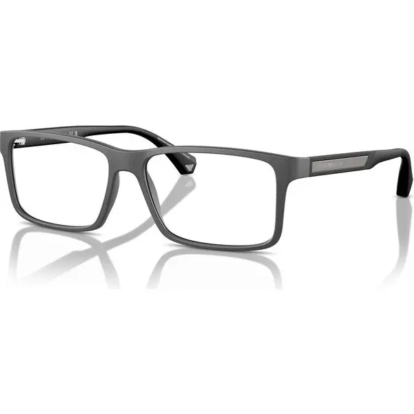 Emporio Armani 56mm Rectangle Full Rim Eyeglasses - Grey
