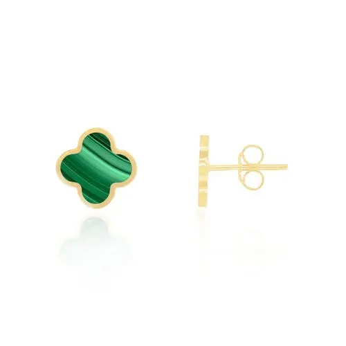 THE LOVERY FINE JEWELRY Clover Stud Earrings - Malachite