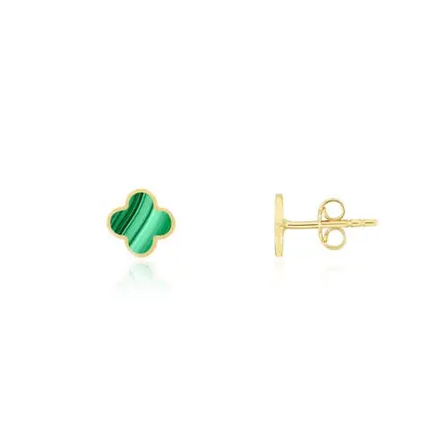 THE LOVERY FINE JEWELRY Clover Stud Earrings - Malachite