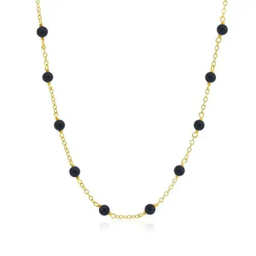 THE LOVERY FINE JEWELRY 14k Yellow Gold Bead Chain Necklace - Onyx