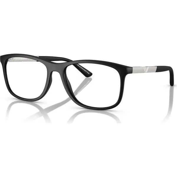 Emporio Armani 55mm Rectangle Eyeglasses - Black