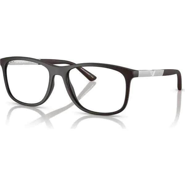 Emporio Armani 55mm Rectangle Eyeglasses - Brown