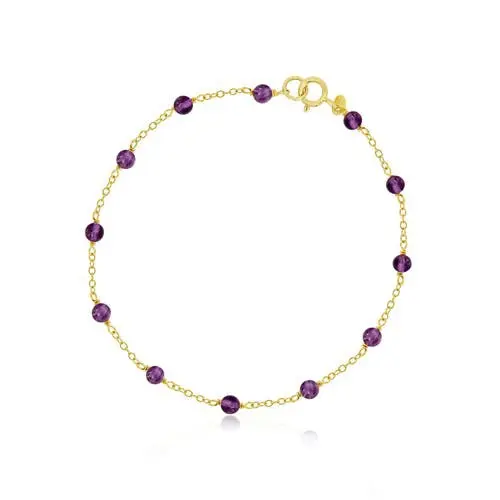 THE LOVERY 14k Yellow Gold Bead Chain Bracelet - Amethyst
