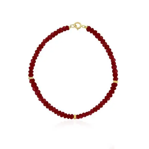 THE LOVERY FINE JEWELRY 14k Yellow Gold Bead Bracelet - Garnet