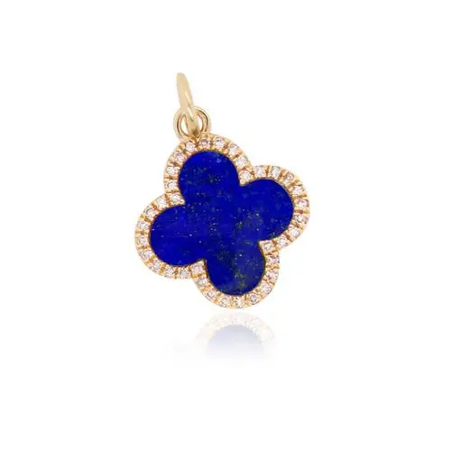 THE LOVERY FINE JEWELRY Diamond And Clover Charm - Lapis