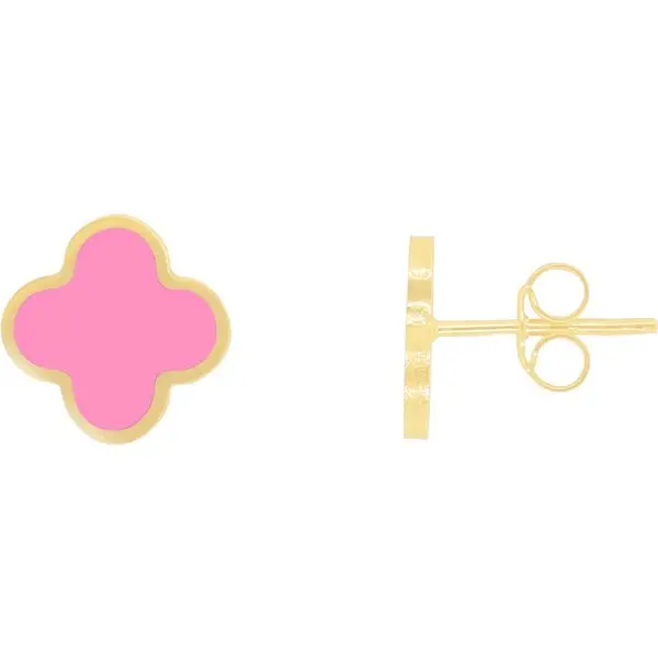 THE LOVERY FINE JEWELRY Clover Stud Earrings - Bubblegum Pink