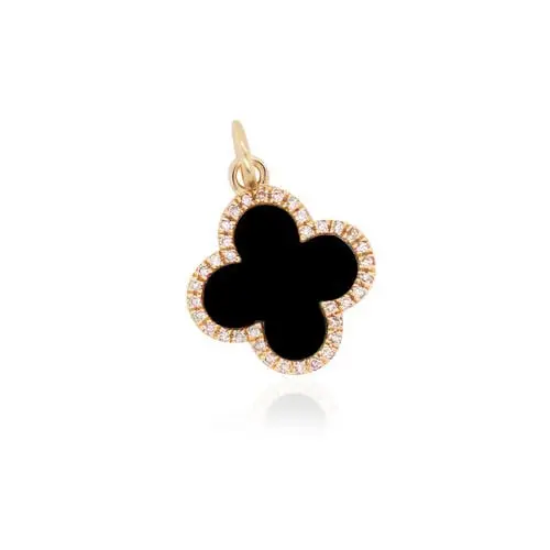 THE LOVERY FINE JEWELRY Diamond And Clover Charm - Onyx