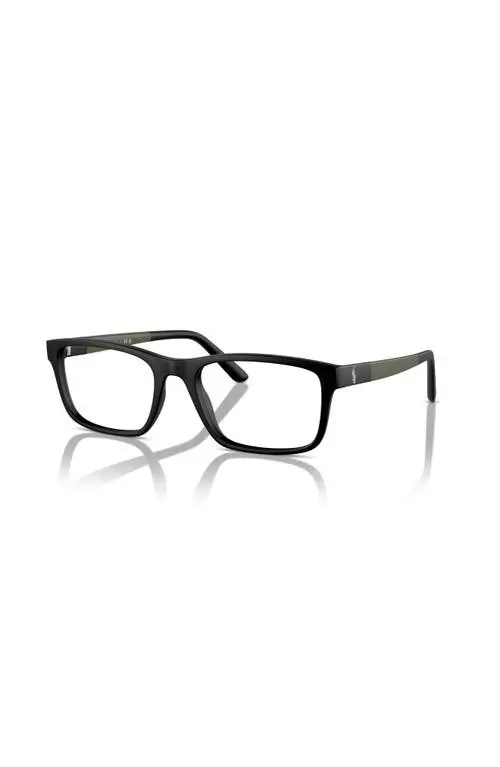 Polo Ralph Lauren 55mm Rectangle Full Rim Eyeglasses - Black