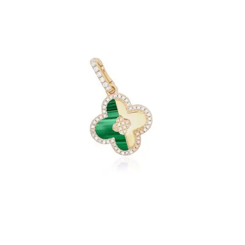 THE LOVERY FINE JEWELRY Diamond And Clover Charm - Malachite