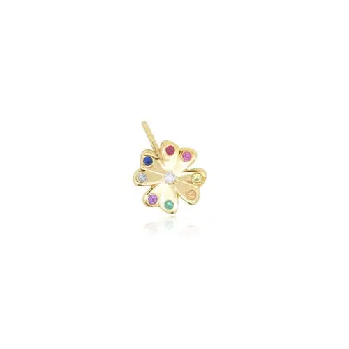 THE LOVERY FINE JEWELRY 14k Yellow Gold Rainbow Gemstone Clover Charm - Multi