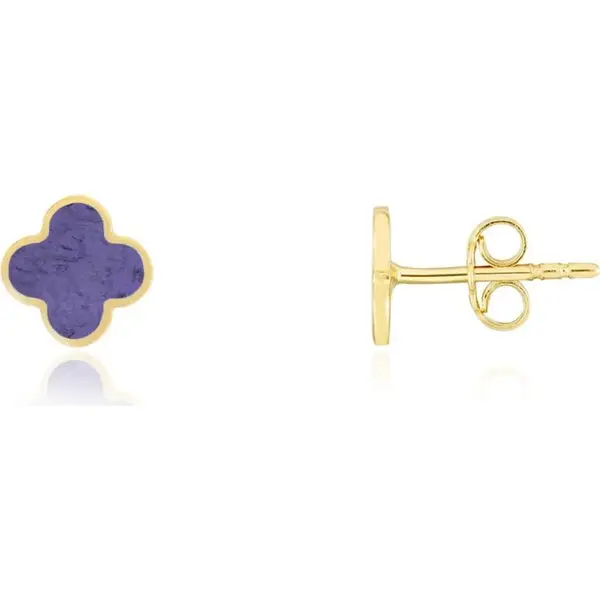 THE LOVERY Mini Clover Stud Earrings - Amethyst