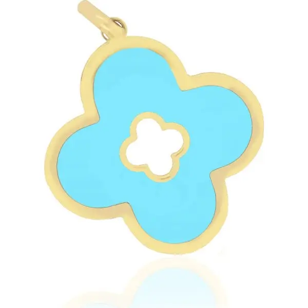 THE LOVERY FINE JEWELRY Clover Cut Out Charm - Turquoise
