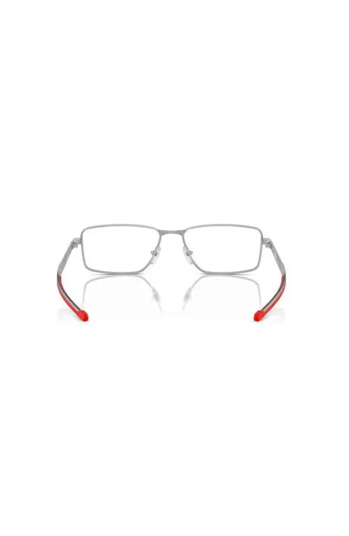 SCUDERIA FERRARI Rectangle Metal Eyeglasses - Silver/red