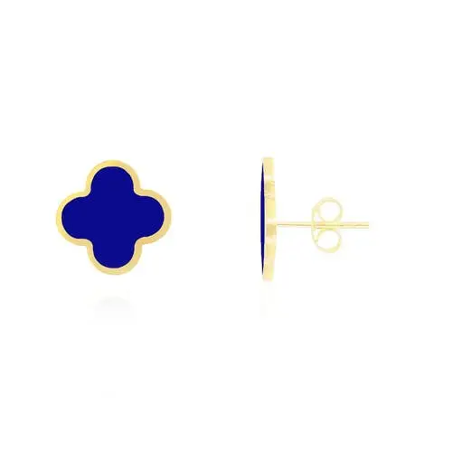 THE LOVERY FINE JEWELRY Clover Stud Earrings - Lapis