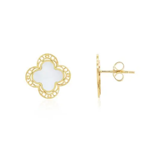 THE LOVERY FINE JEWELRY Lace Clover Stud Earrings - Mother Of Pearl