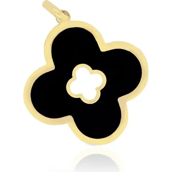 THE LOVERY FINE JEWELRY Clover Cut Out Charm - Onyx
