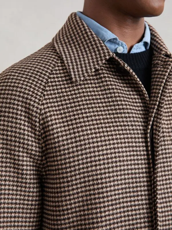 REISS Morpeth Wool-blend Dogtooth-check Overcoat