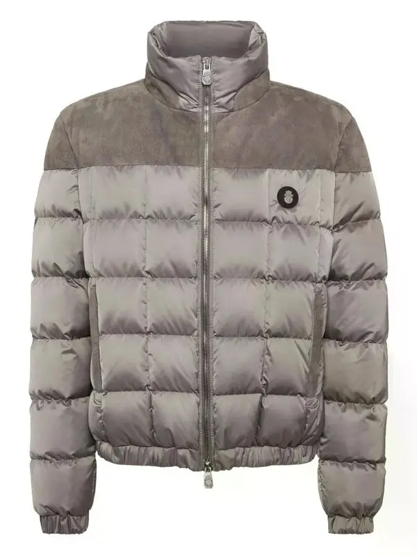 BILLIONAIRE Quilted Suede-panel Puffer Jacket - Grey