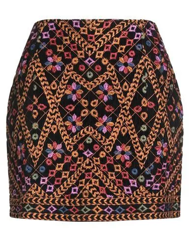 Farm Rio Floral Embroidered Corduroy Mini Skirt - Black