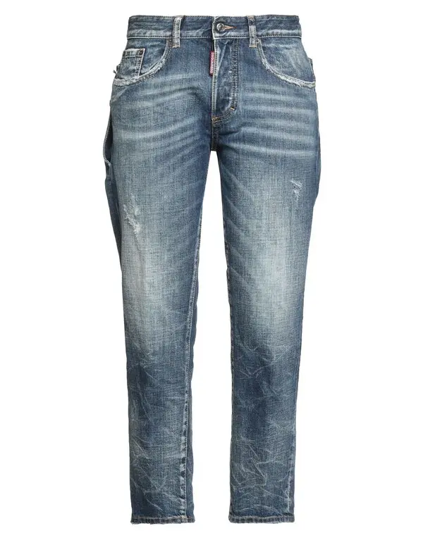 Dsquared2 Tapered Cotton Jeans With Embellishments - Blue