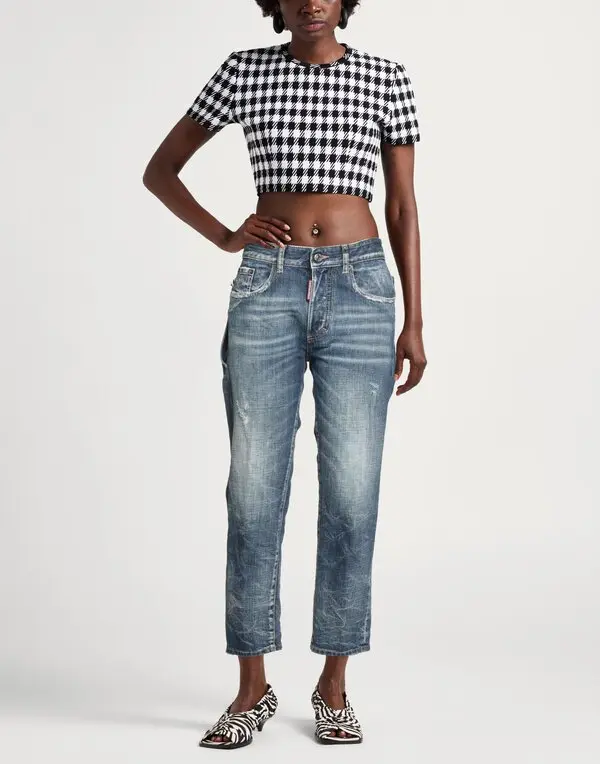 Dsquared2 Tapered Cotton Jeans With Embellishments - Blue