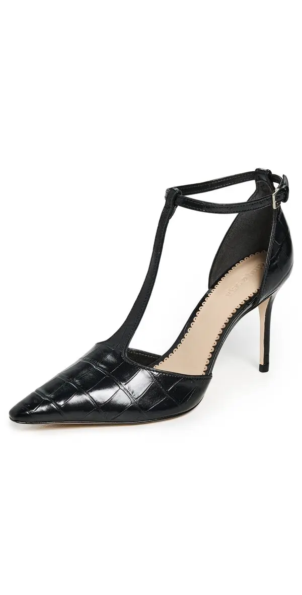 Cinq À Sept Clara Croco T-strap Pumps