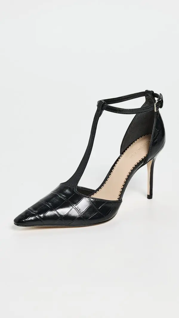 Cinq À Sept Clara Croco T-strap Pumps