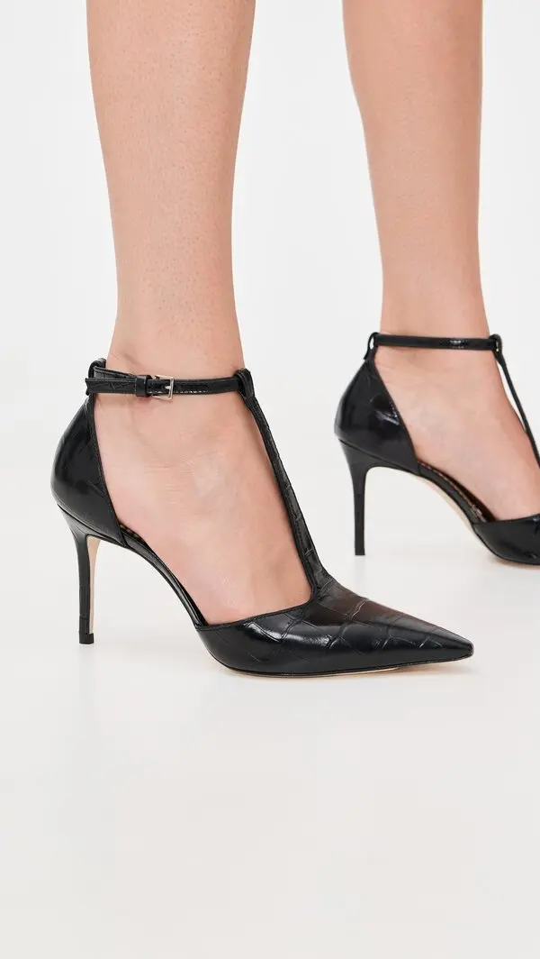 Cinq À Sept Clara Croco T-strap Pumps