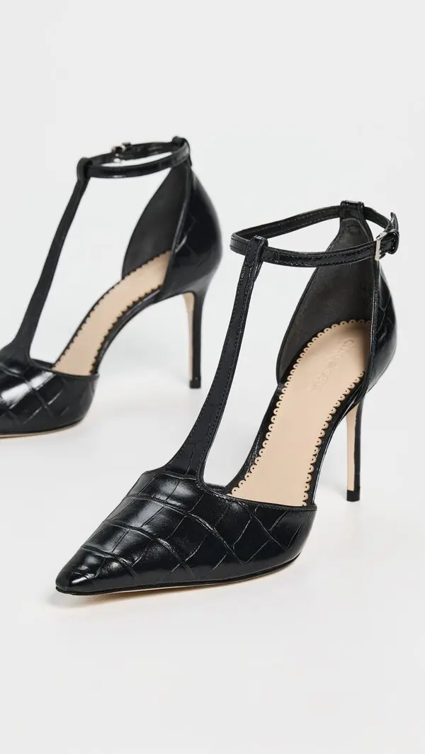 Cinq À Sept Clara Croco T-strap Pumps