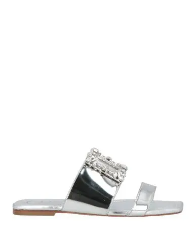 ROGER VIVIER Metallic Embellished Leather Flat Sandals