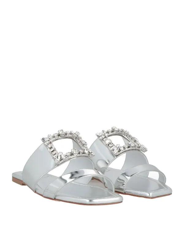 ROGER VIVIER Metallic Embellished Leather Flat Sandals
