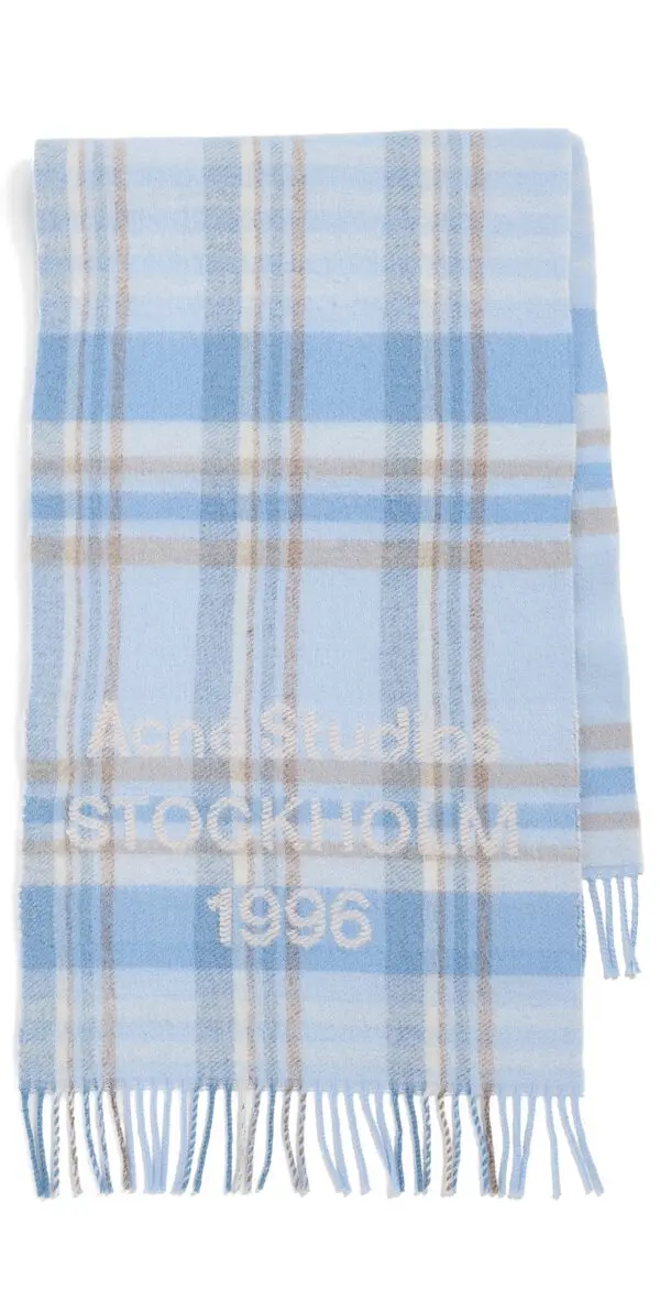 Acne Studios Venus Check 1996 Rws Scarf - Aqua Blue/beige
