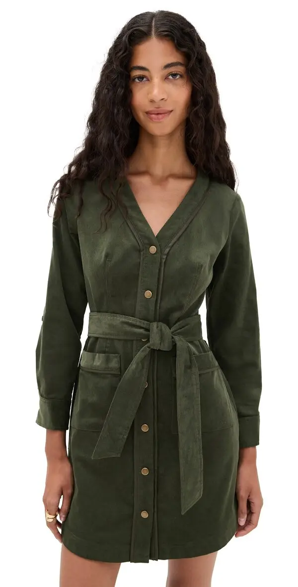 green dress size 24 Koulis Mini Shirtdress in Green Corduroy Cypress main image 1