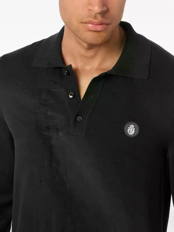BILLIONAIRE Crest-plaque Long-sleeve Polo Shirt